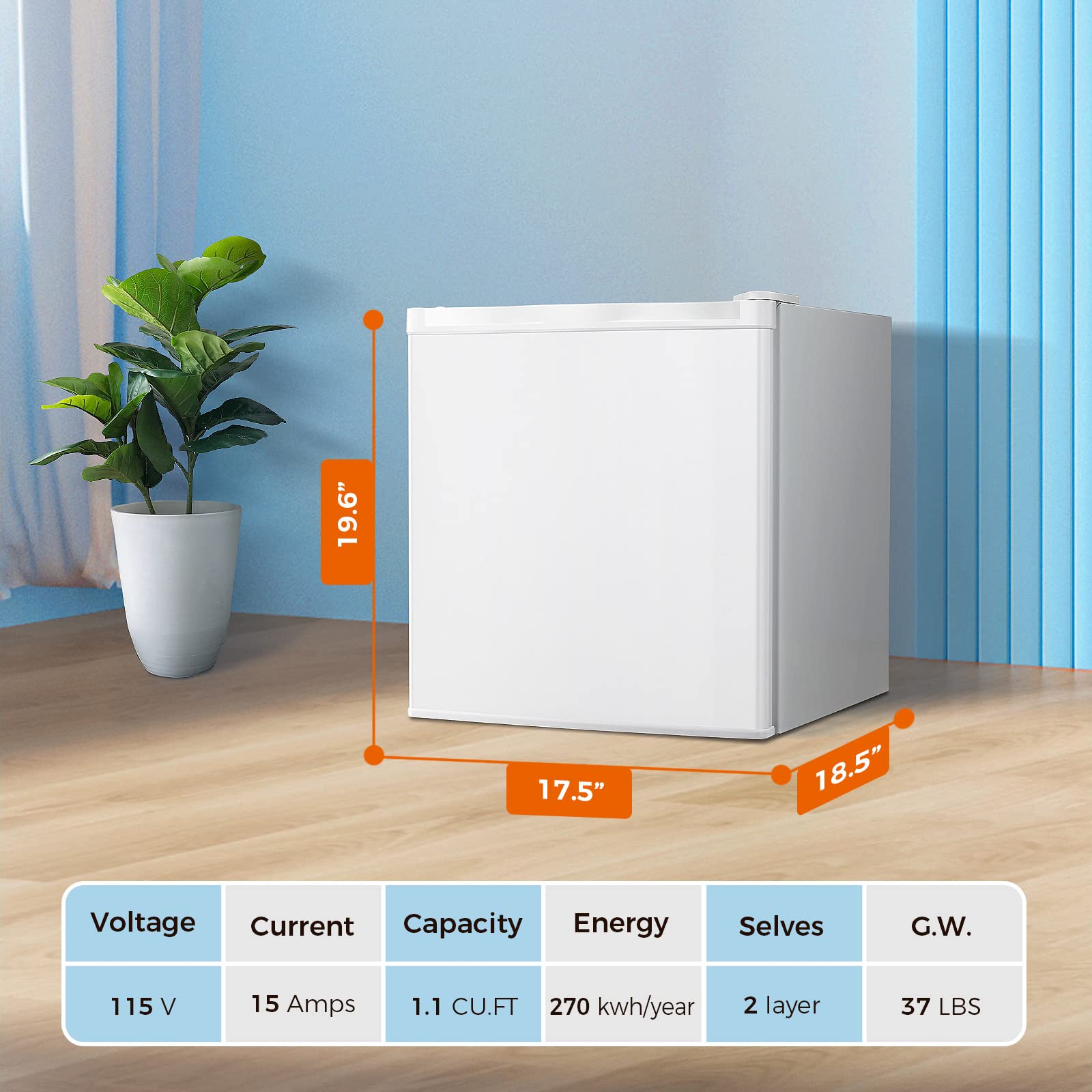Kismile Upright Freezer 3.0 Cu.ft Mini Freezer with Reversible Single Door