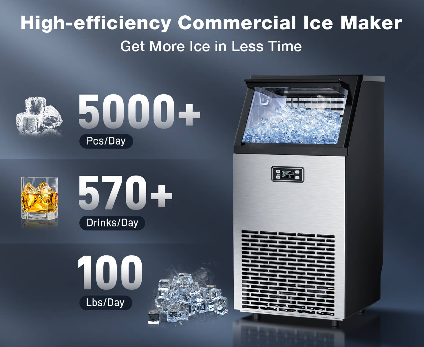 Portable Freestanding Nugget Ice Maker Machine - Kismile