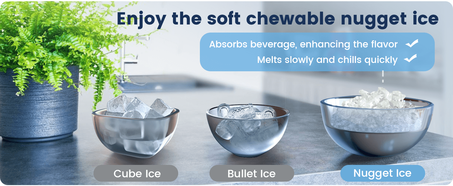 Nugget Pebble Ice Maker Countertop HZB-15N - Kismile