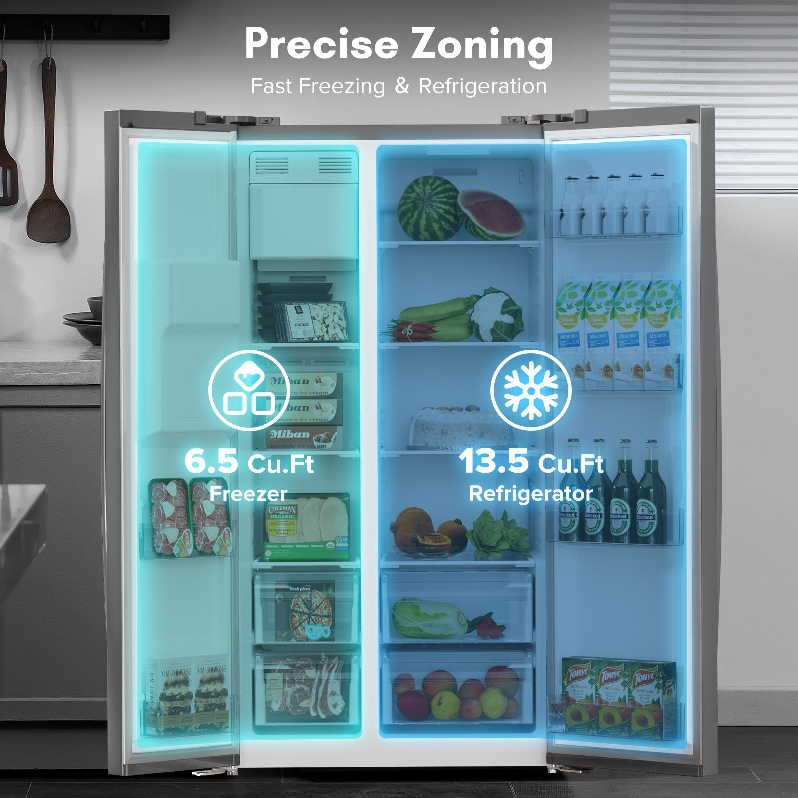2 French Door Refrigerator, Side Freezer & Dispensor, Ice Maker ...