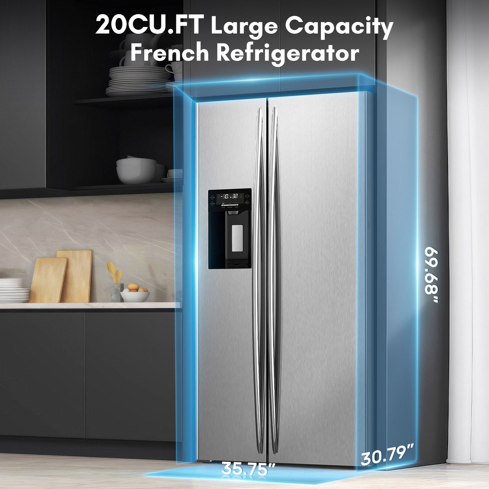 2 French Door Refrigerator, Side Freezer & Dispensor, Ice Maker ...