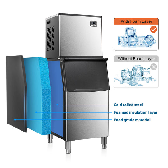 353LBS/24H Split Commercial Ice Maker with 198 LBS Storage Bin - Kismile