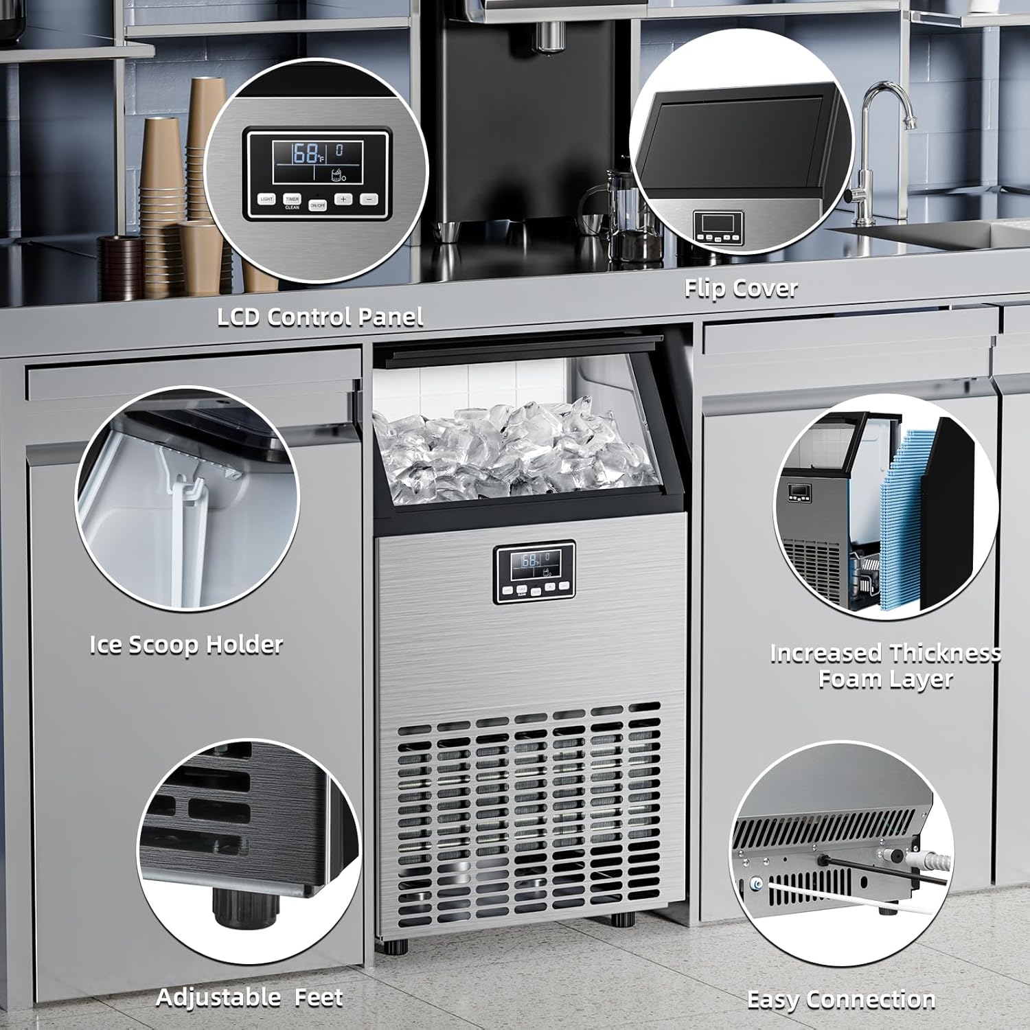 Commercial Ice Maker Machine,Moon-Shaped Ice z5845m – Kismile