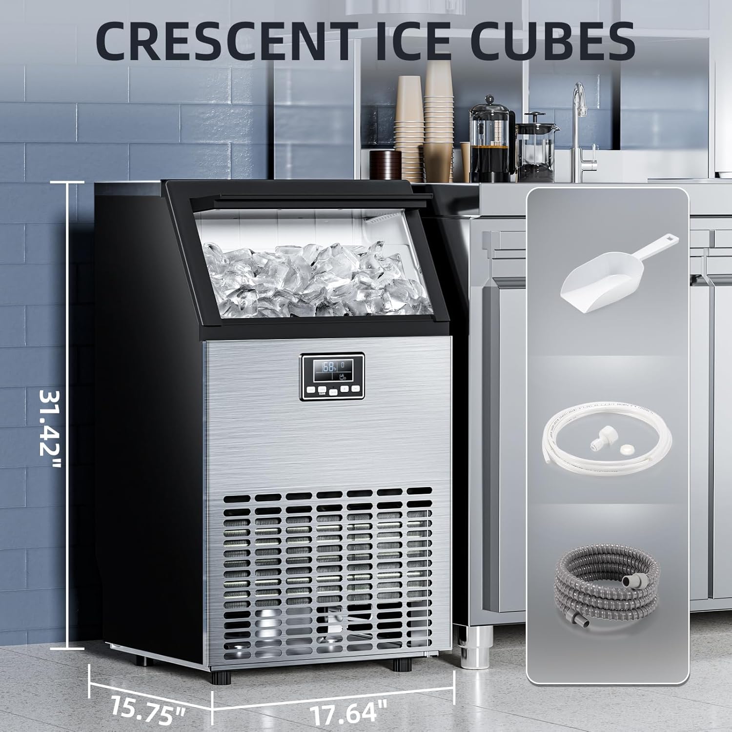 Commercial Ice Maker Machine,Moon-Shaped Ice z5845m – Kismile