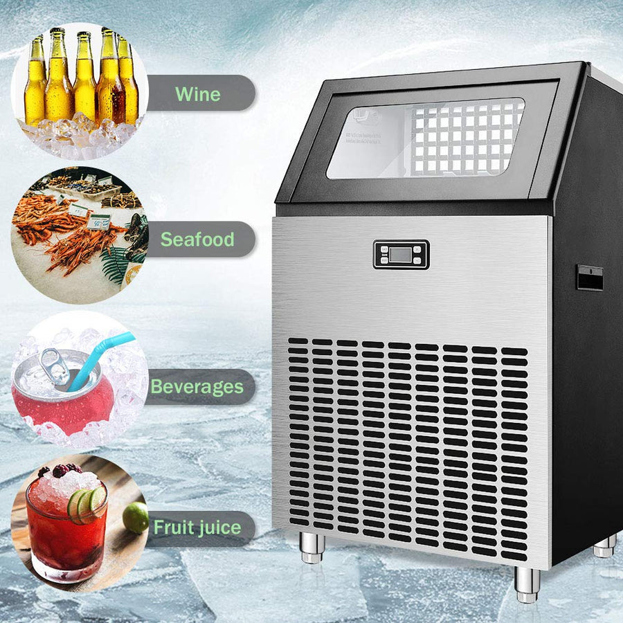Commercial Ice Maker, Freestanding Square Ice Cube Maker 265lbs/24h ...