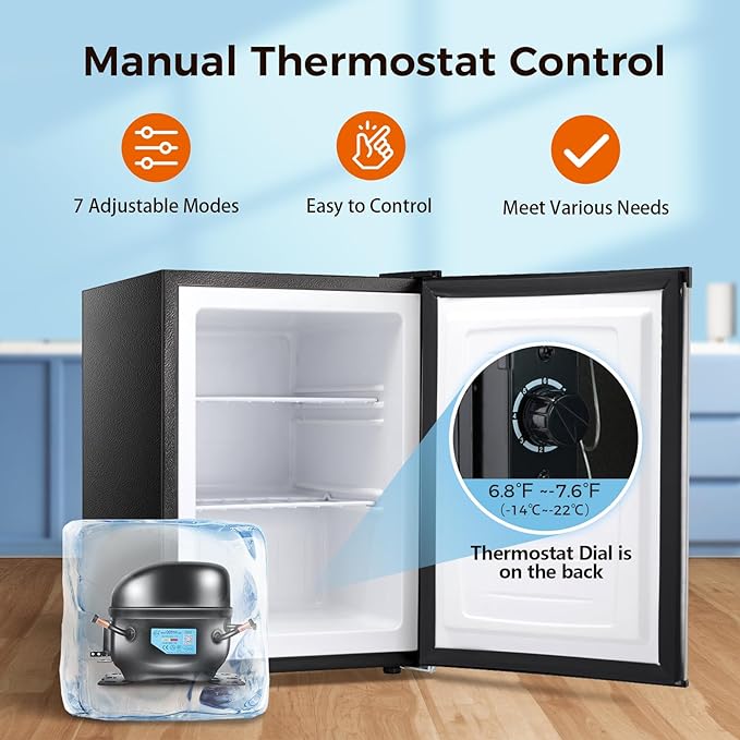 Free Standing Upright Freezer with Removable Shelf, Adjustable ...