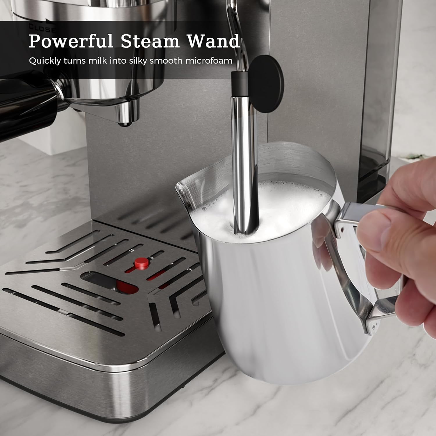 Kismile Espresso Machine 20 Bar, with Milk Frother Steam Wand CM8032 ...