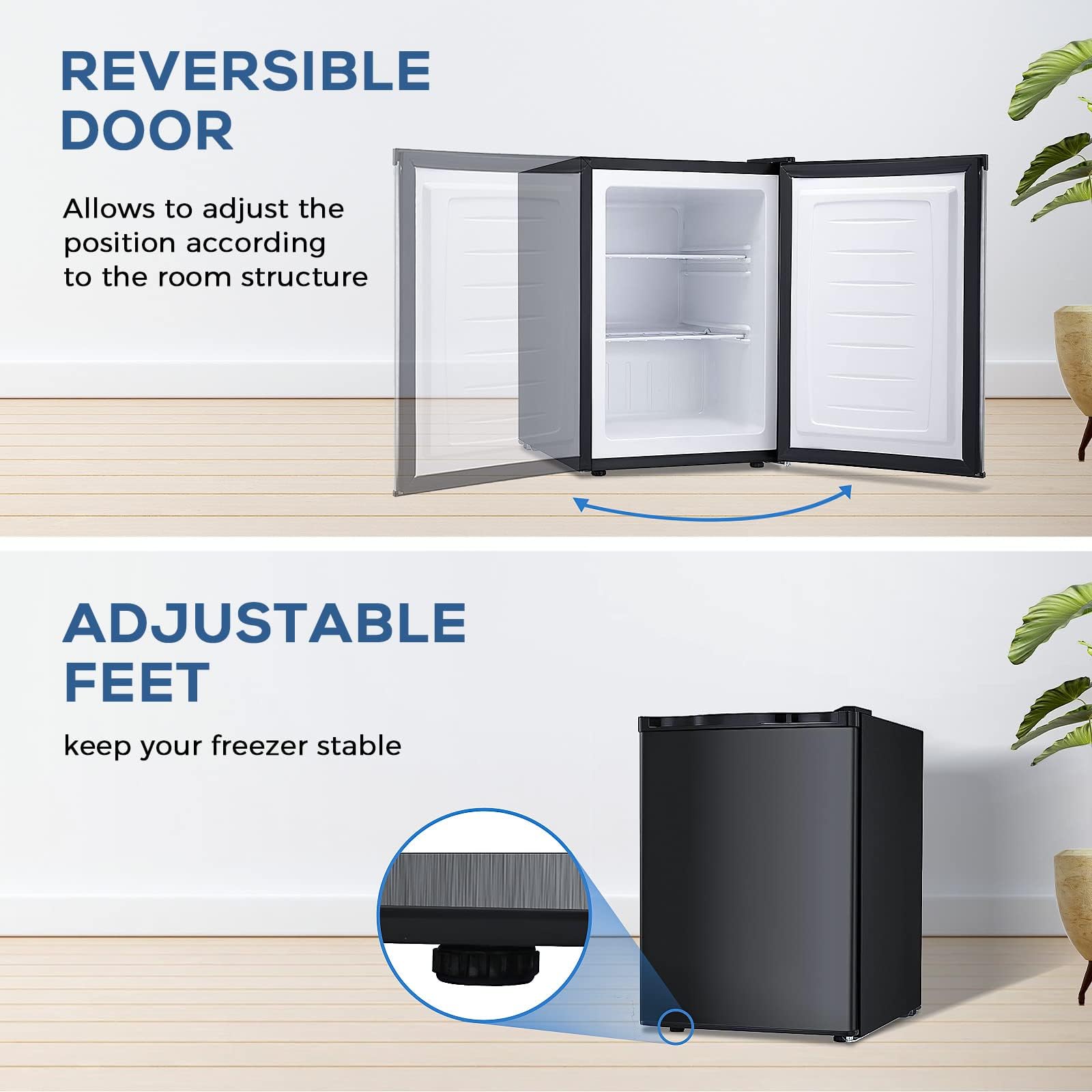 Upright Freezer,3.0 Cu.ft Mini Freezer with Reversible Single Door ...