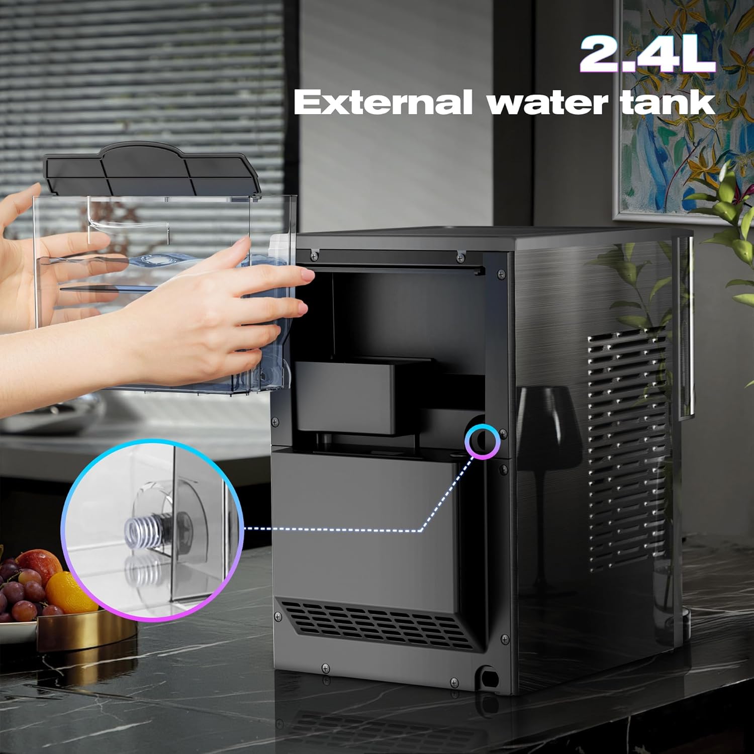 Kismile Ice Makers Countertop, Pebble Ice Maker Machine with Self ...