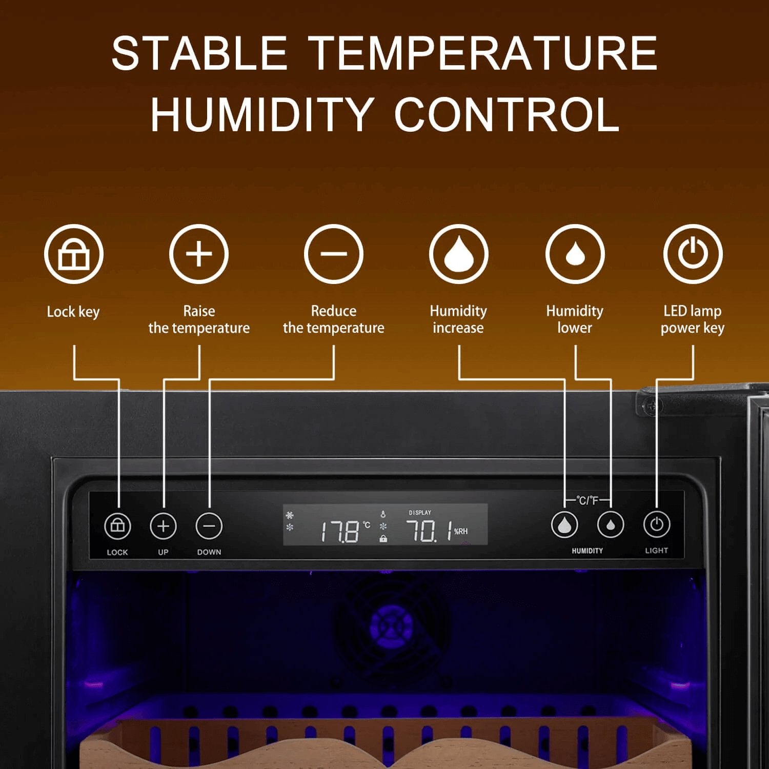 24 Inch Cigar Humidor Electric Humidor Black X51256H - Kismile