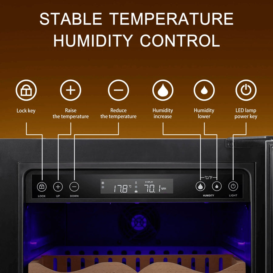 24 Inch Cigar Humidor Electric Humidor Black X51256H - Kismile