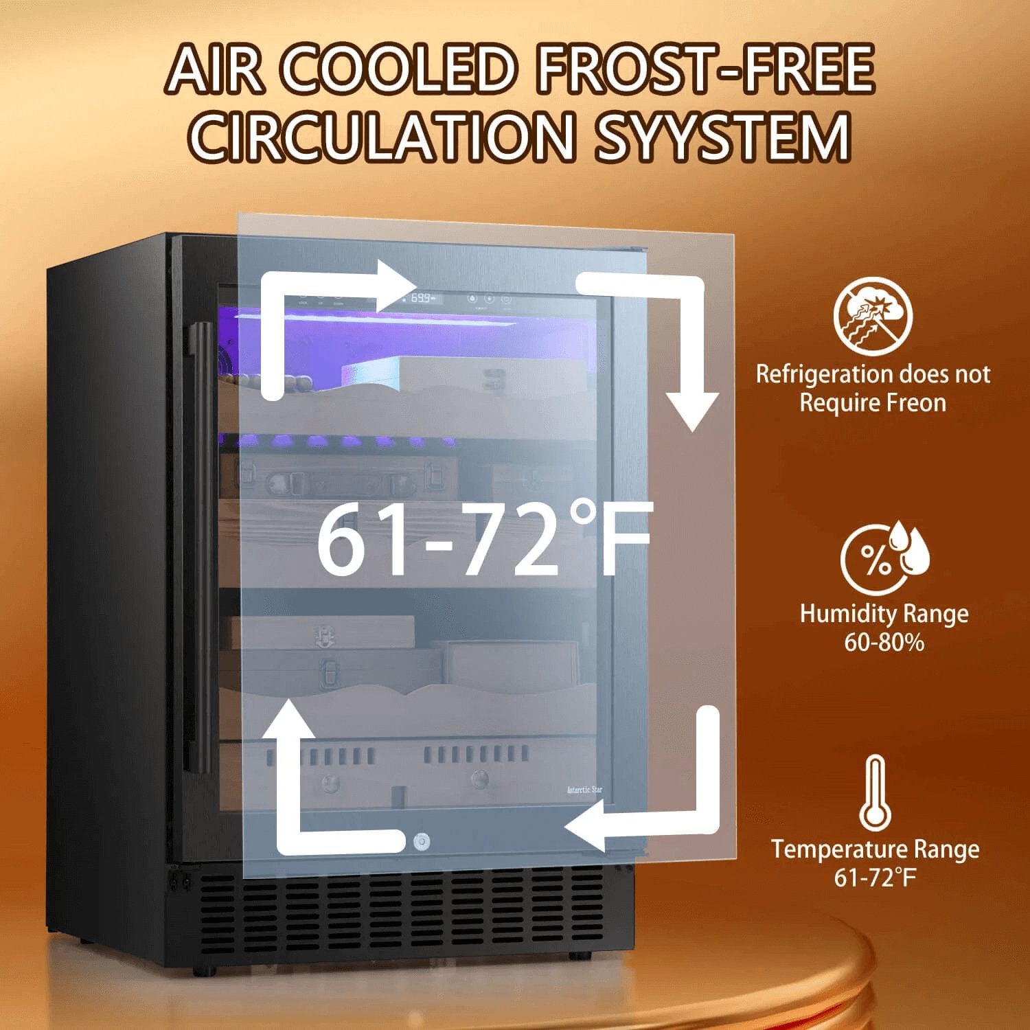 24 Inch Cigar Humidor Electric Humidor Black X51256H - Kismile