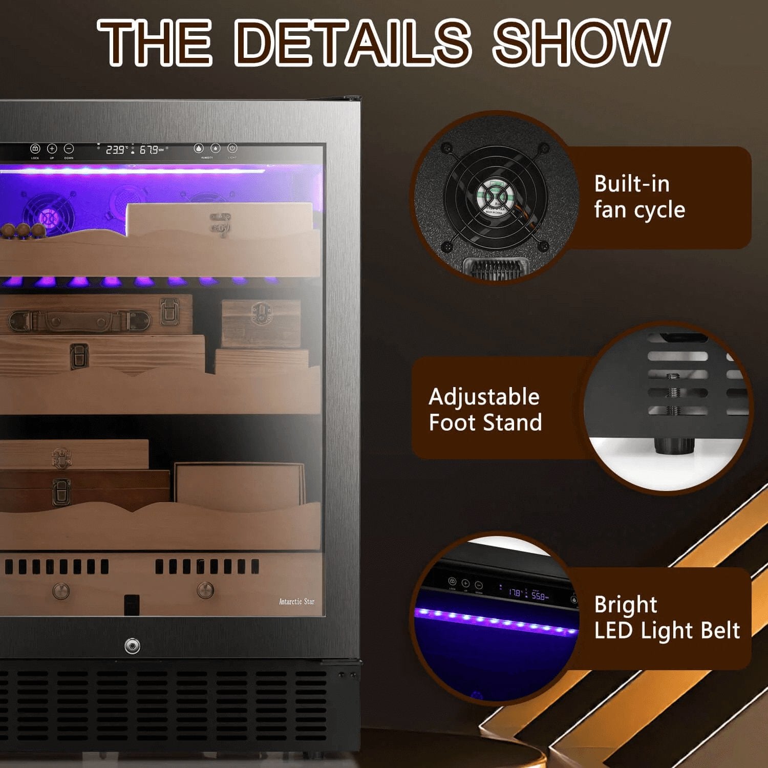 24 Inch Cigar Humidor Electric Humidor Black X51256H - Kismile