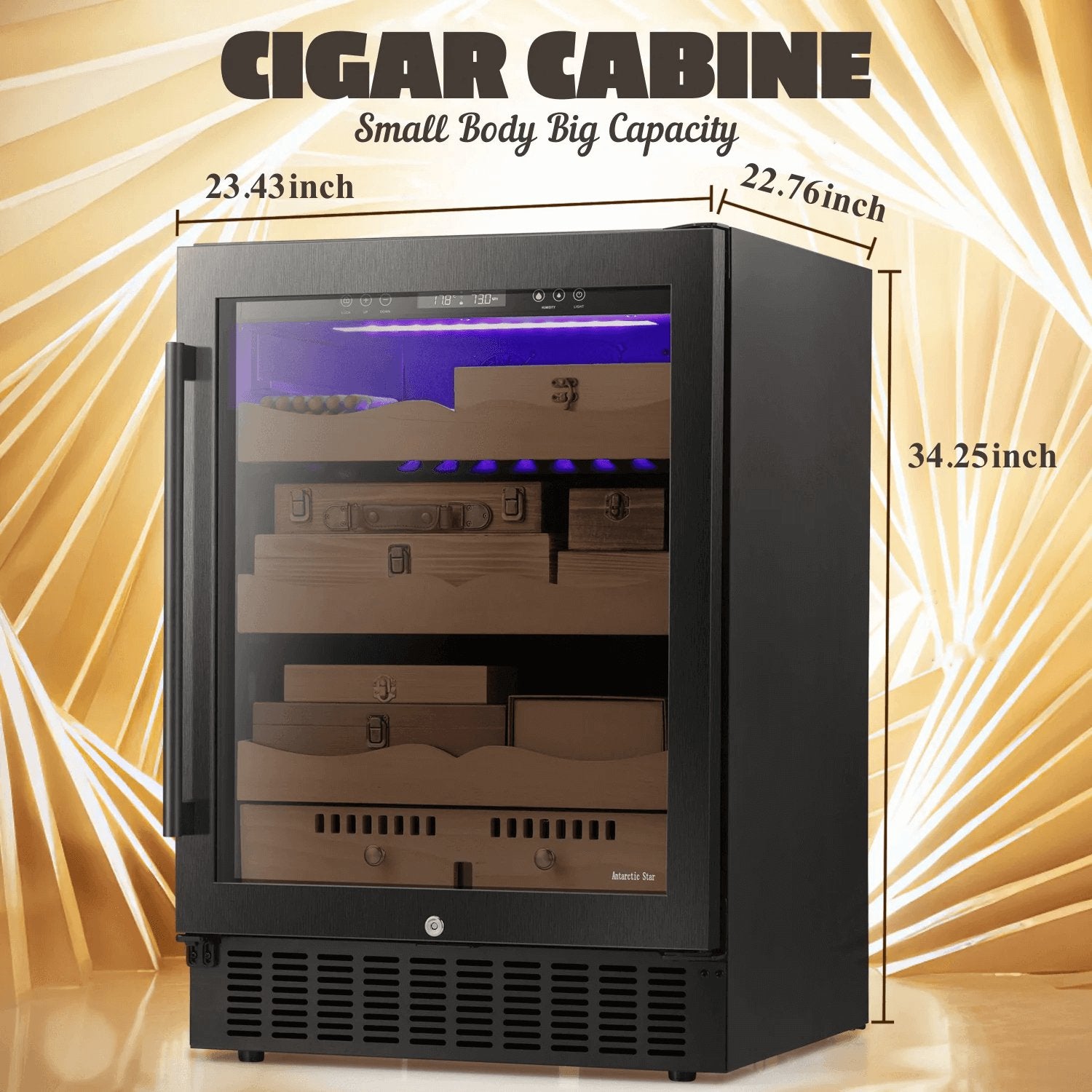 24 Inch Cigar Humidor Electric Humidor Black X51256H - Kismile