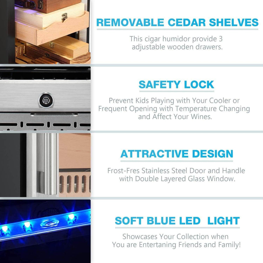 24 Inch Cigar Humidor Electric Humidor Silver Steel X51256 - Kismile