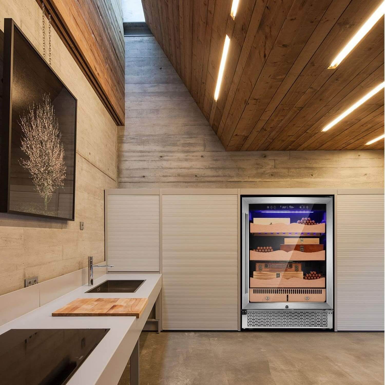 24 Inch Cigar Humidor Electric Humidor Silver Steel X51256 - Kismile