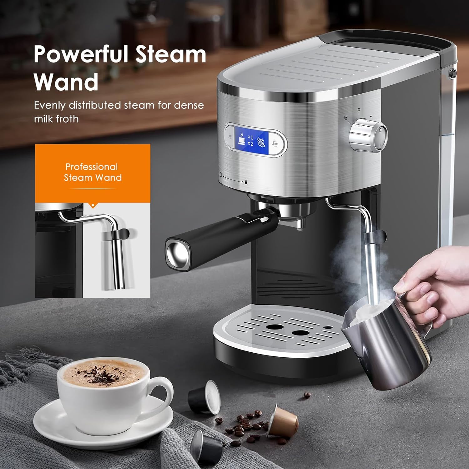 Espresso Machines 20 Bar Fast Heating Automatic Cappuccino Coffee Maker ...