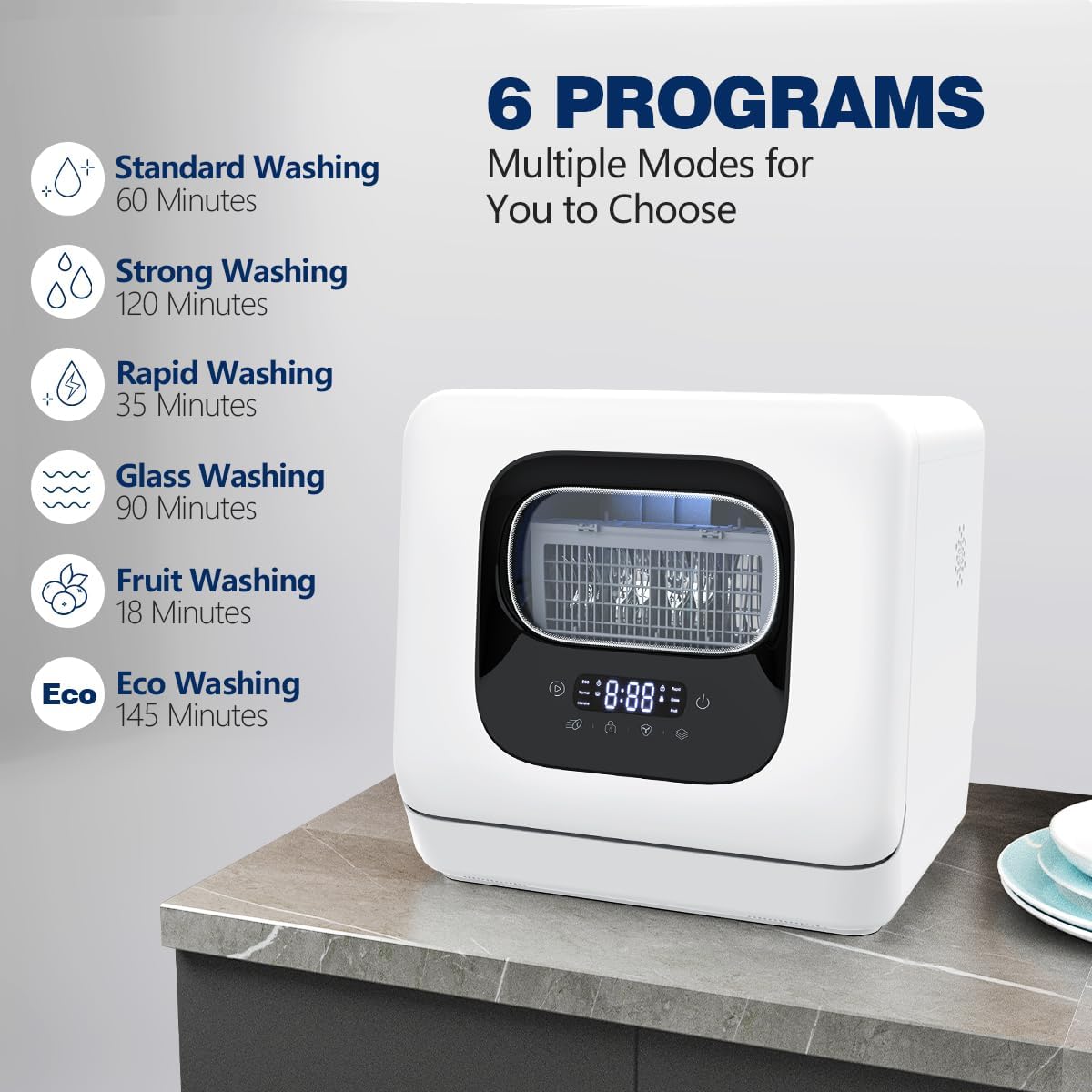 Portable Dishwasher Countertop with 6 Washing modes DW8306 - Kismile